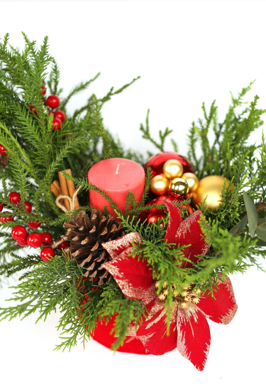 Christmas Flower Composition - Table Centerpiece | Mauritius