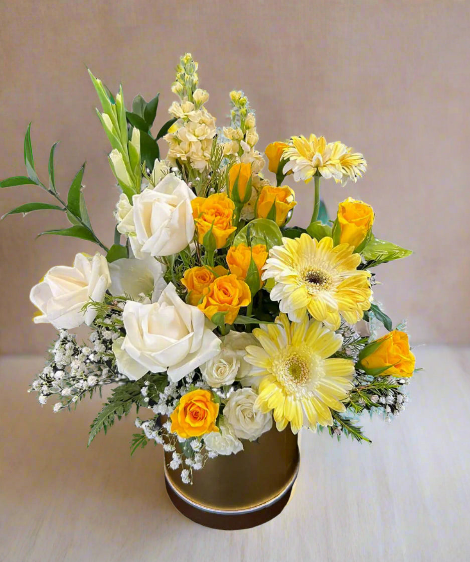 Golden Box Flower Bouquet | Same Day delivery in Mauritius
